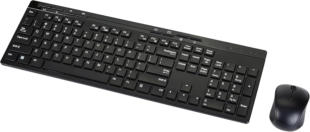 Amazon.com: Amazon Basics Wireless Keyboard and Mouse Combo, Full-Sized ...