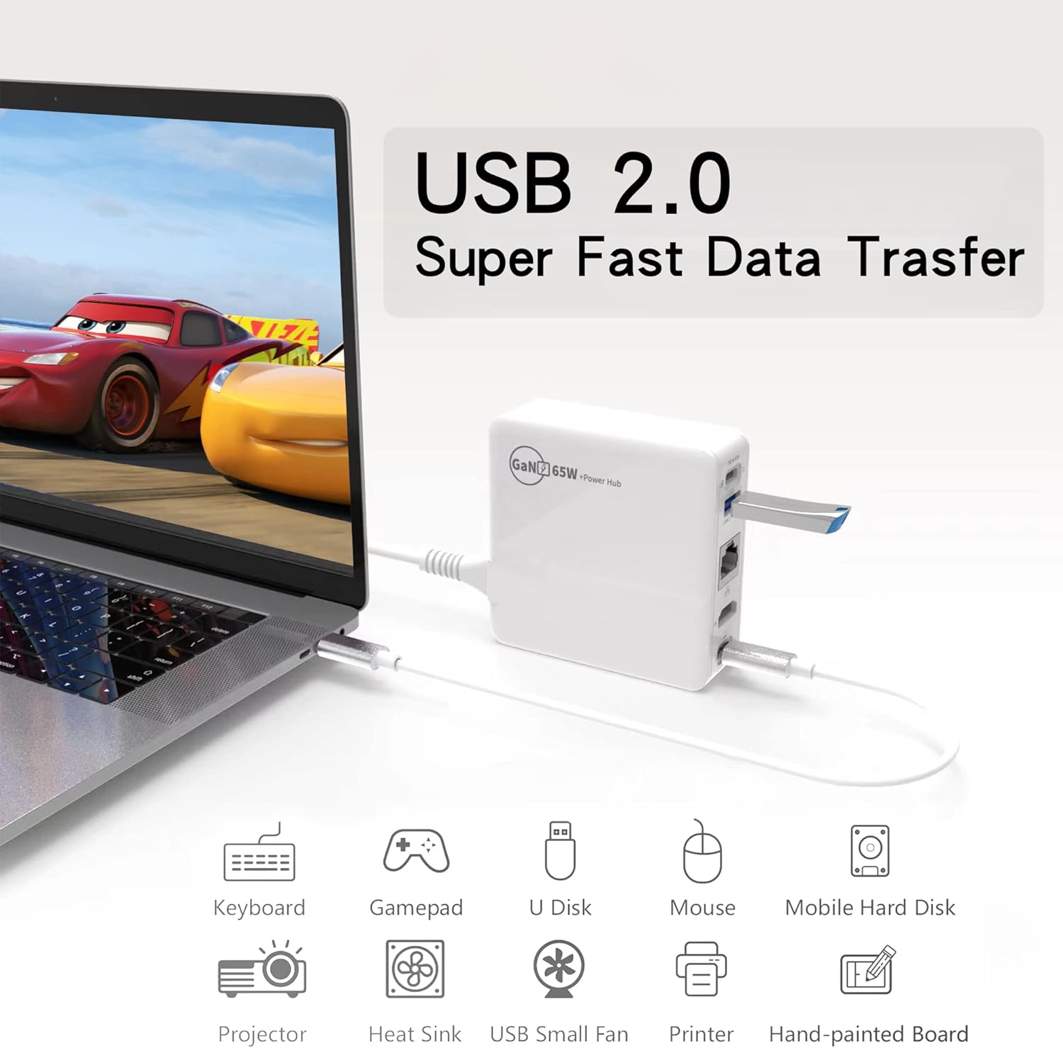 Buy USB Docking Station, Fast Charger GaN 65W 5 in1 Charging Dock for ...