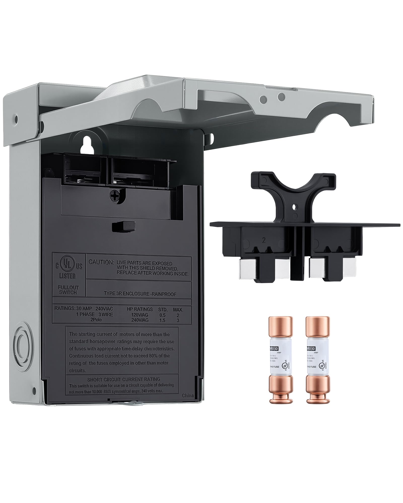 Snapklik.com : SURAIELEC 30 Amp Fused AC Disconnect Box, Outdoor Pull ...