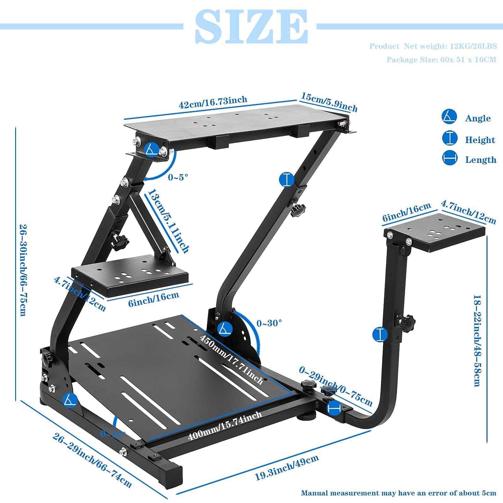 Sim Racing Stand Marada G29 Racing Steering Wheel Stand - Foldable Sim ...