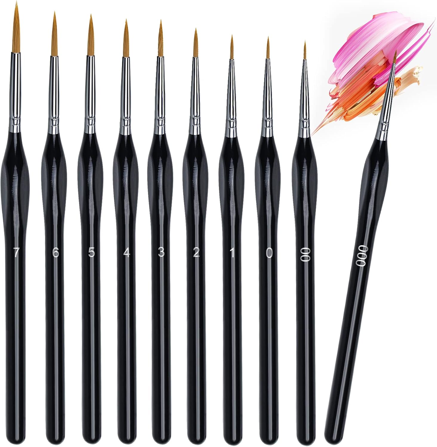 Skaaisont 10 Pièces Pinceau Fin, Noir Poignées Triangulaires en Bois ...