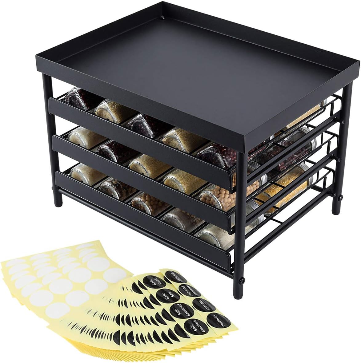 Amazon.com: TQVAI Upgrade Version Stackable 30 Jars 3-Tier Spice Rack ...