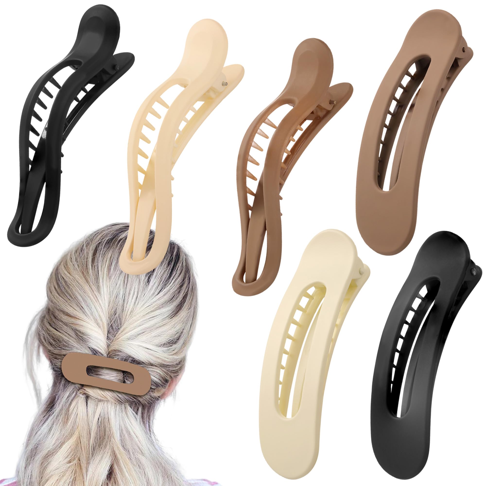 Amazon.com: ZANWELL Flat Hair Clips For Women - French Concord Lay Flat ...