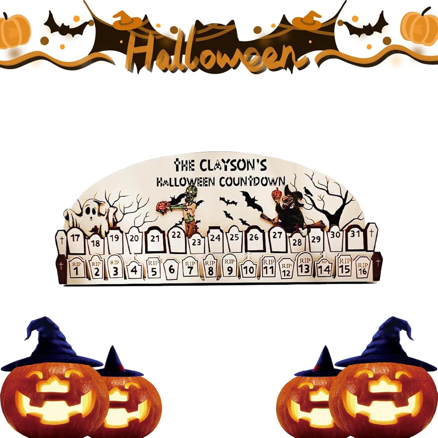 Calendrier du compte à rebours d’Halloween - cercueil festif en ...