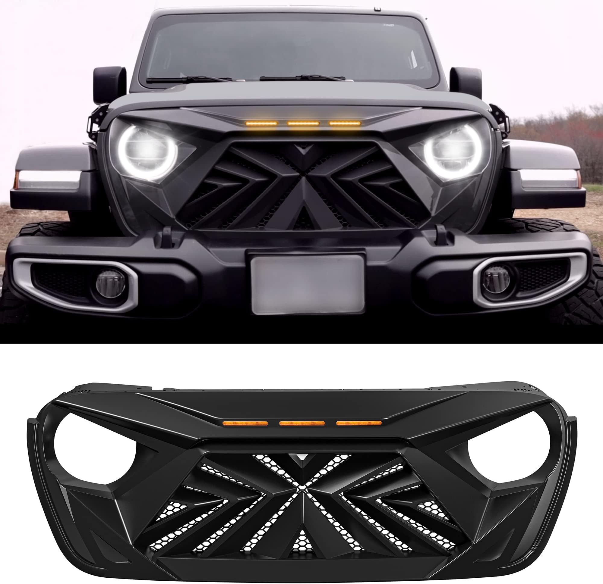 Amazon.com: Seven Sparta Front Grill with 3 Amber LED Lights Compatible ...