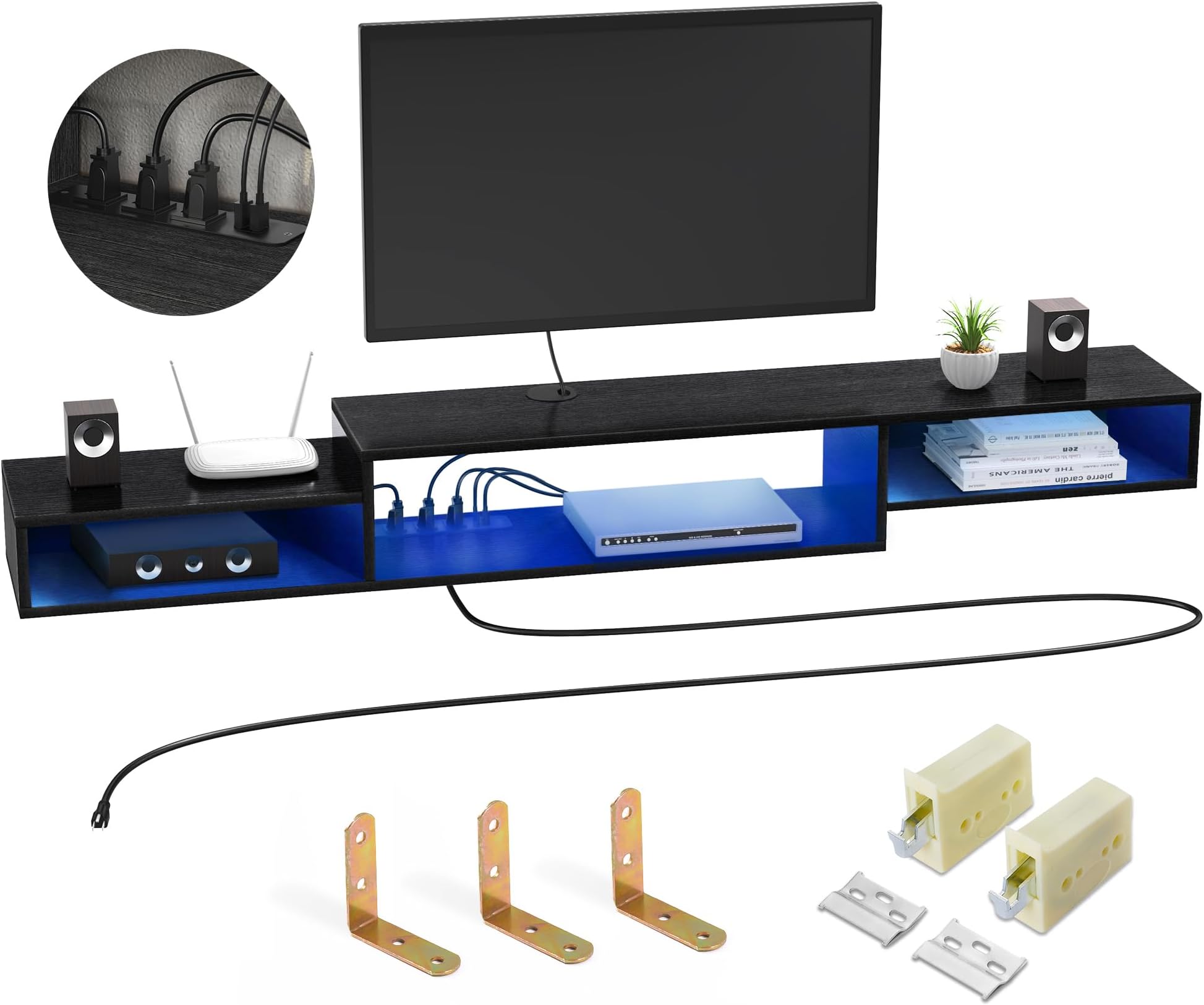 Amazon.com: FITUEYES Wall Mounted Media Console with Power Outlets 70 ...