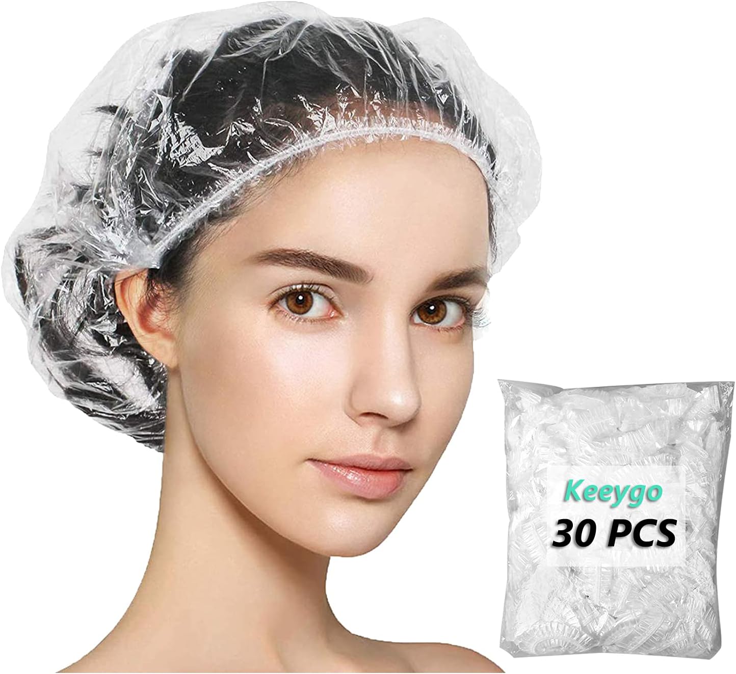 Amazon.com : Keeygo Disposable Shower Caps 30 PCS Bath Caps Clear ...