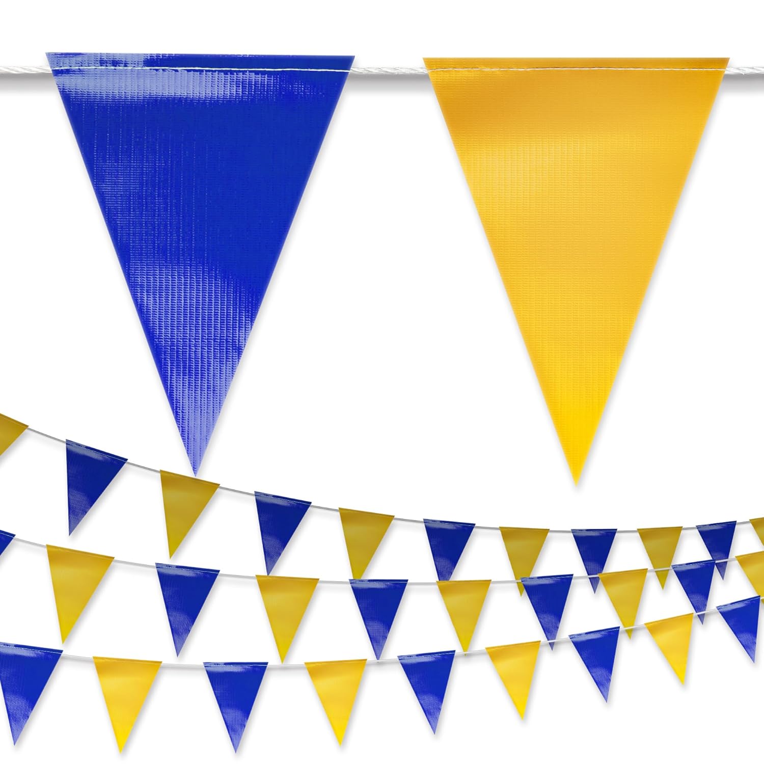 Amazon.com : NACARUM Blue & Yellow Pennant Banner Flags | Heavy-Duty ...