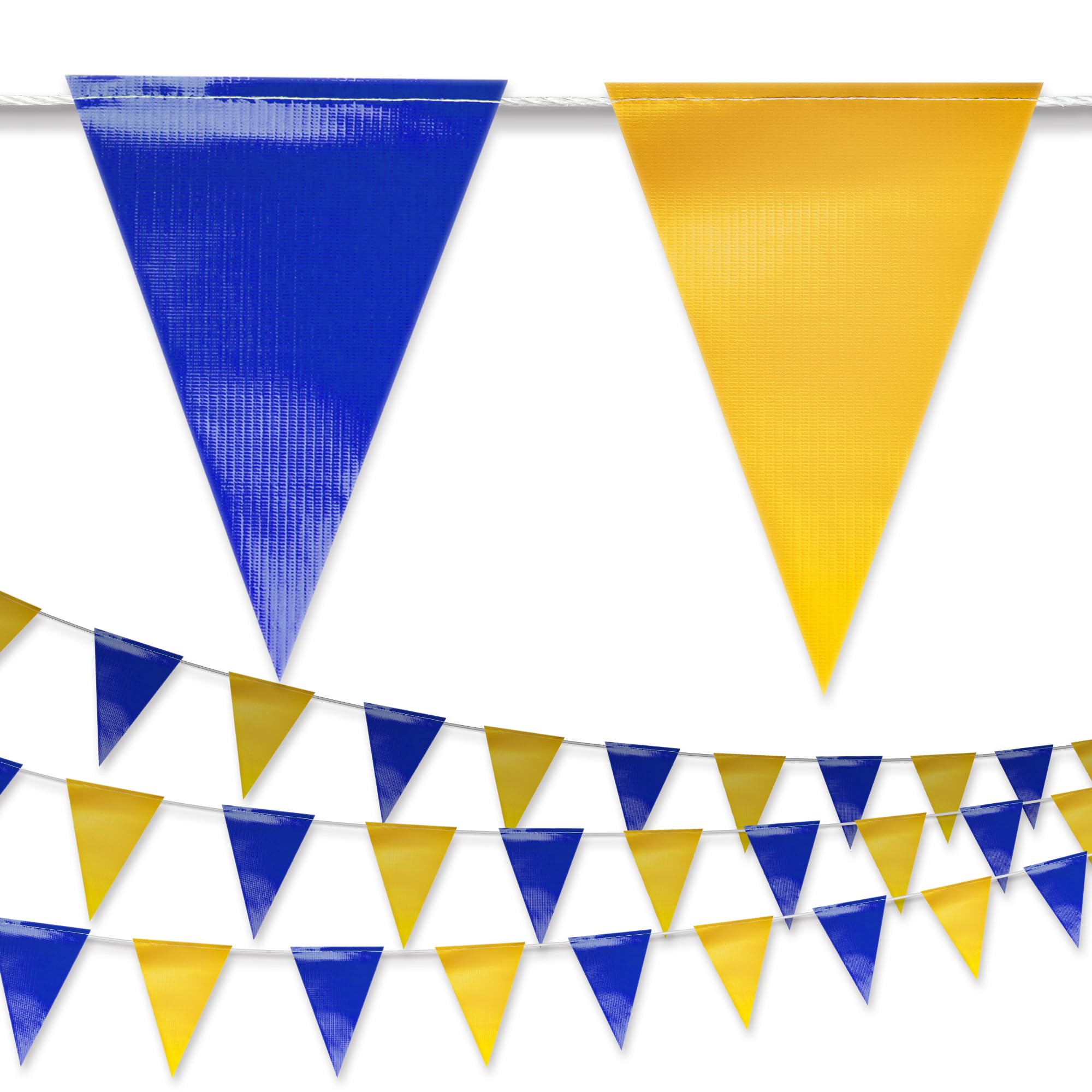 Amazon.com : NACARUM Blue & Yellow Pennant Banner Flags | Heavy-Duty ...