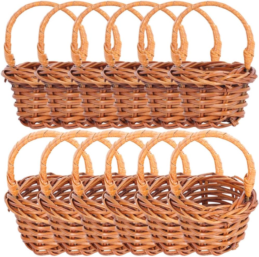 Amazon.com: MAGICLULU 12Pcs Mini Woven Baskets With Handles Miniature ...