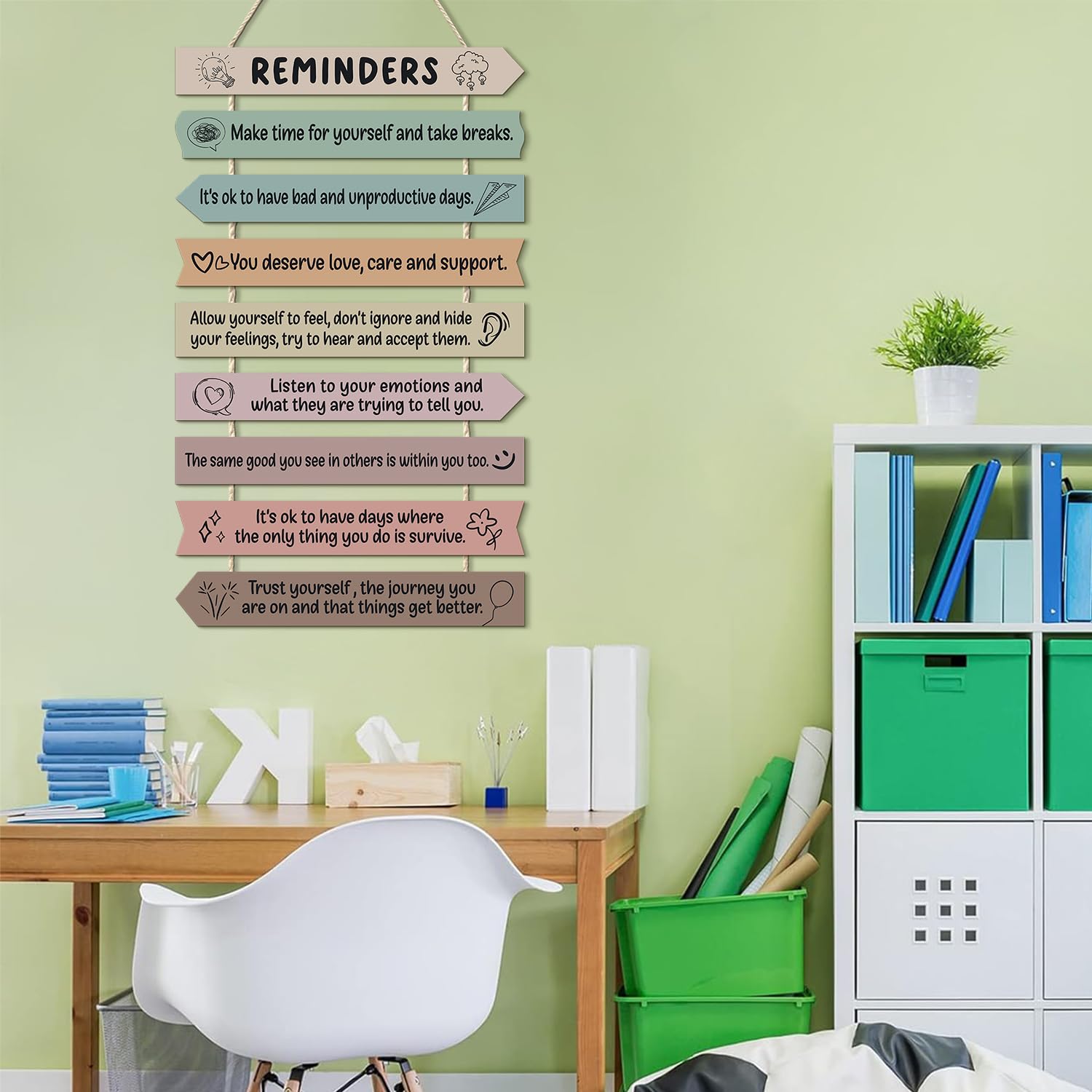 Snapklik.com : Positive Affirmations Wooden Hanging Wall Decor Mental ...