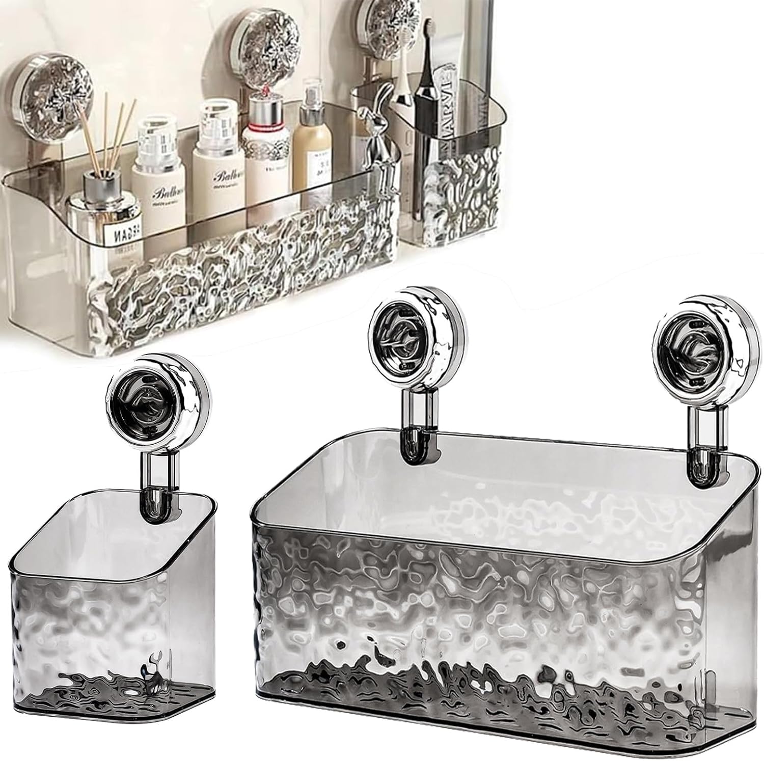 New Suction Shower Caddy, Suction Cup Shelf, Multifunctional Bathroom ...