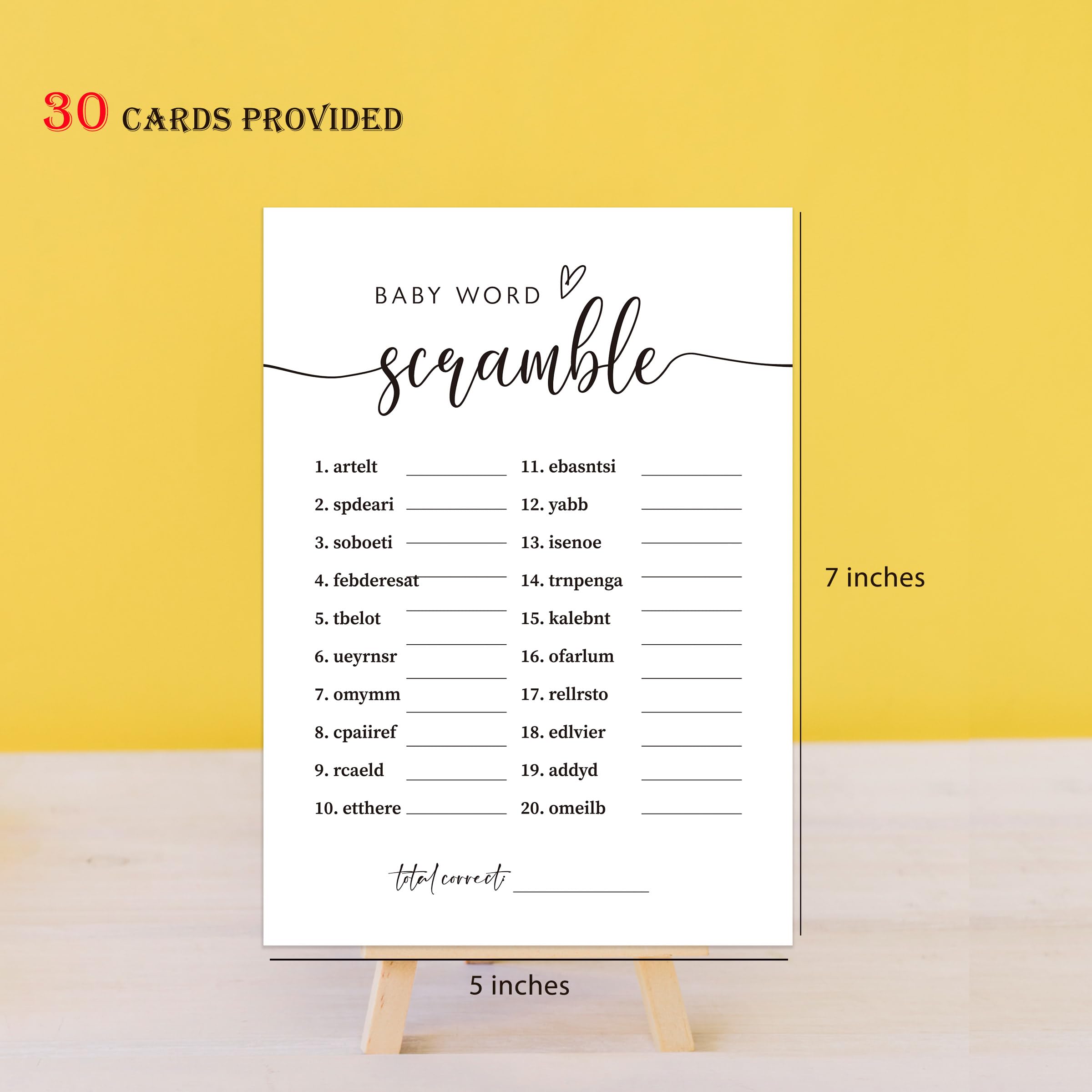 Baby Shower Scramble Game Template