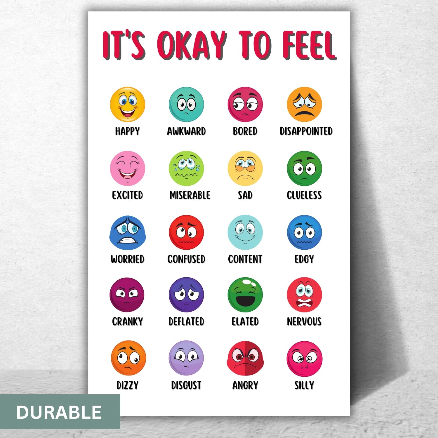 Colorful Feelings Chart For Kids Learning Poster For Wall - List Of ...
