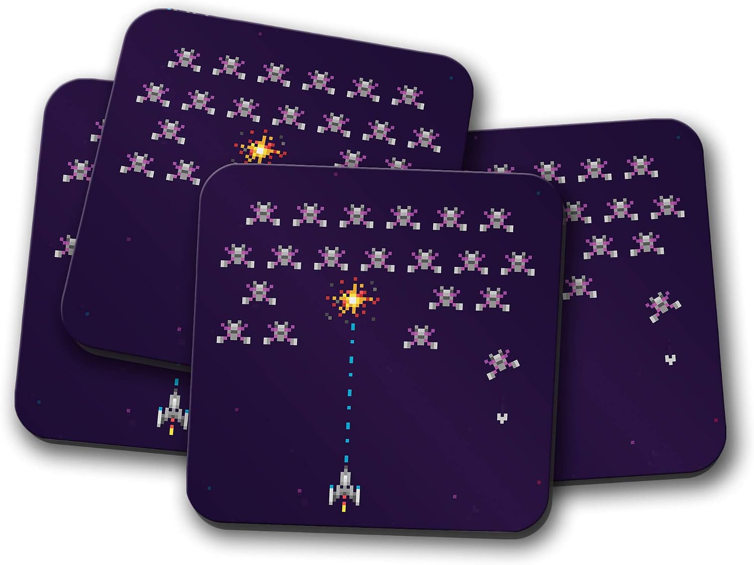 4 Set - Space Arcade Video Game Coaster - Gamer Gaming Retro Dad Fun ...
