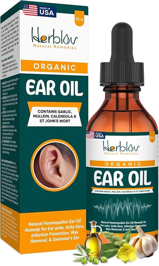 Amazon.com: Organic Ear Oil for Ear Infections - Natural Eardrops for ...