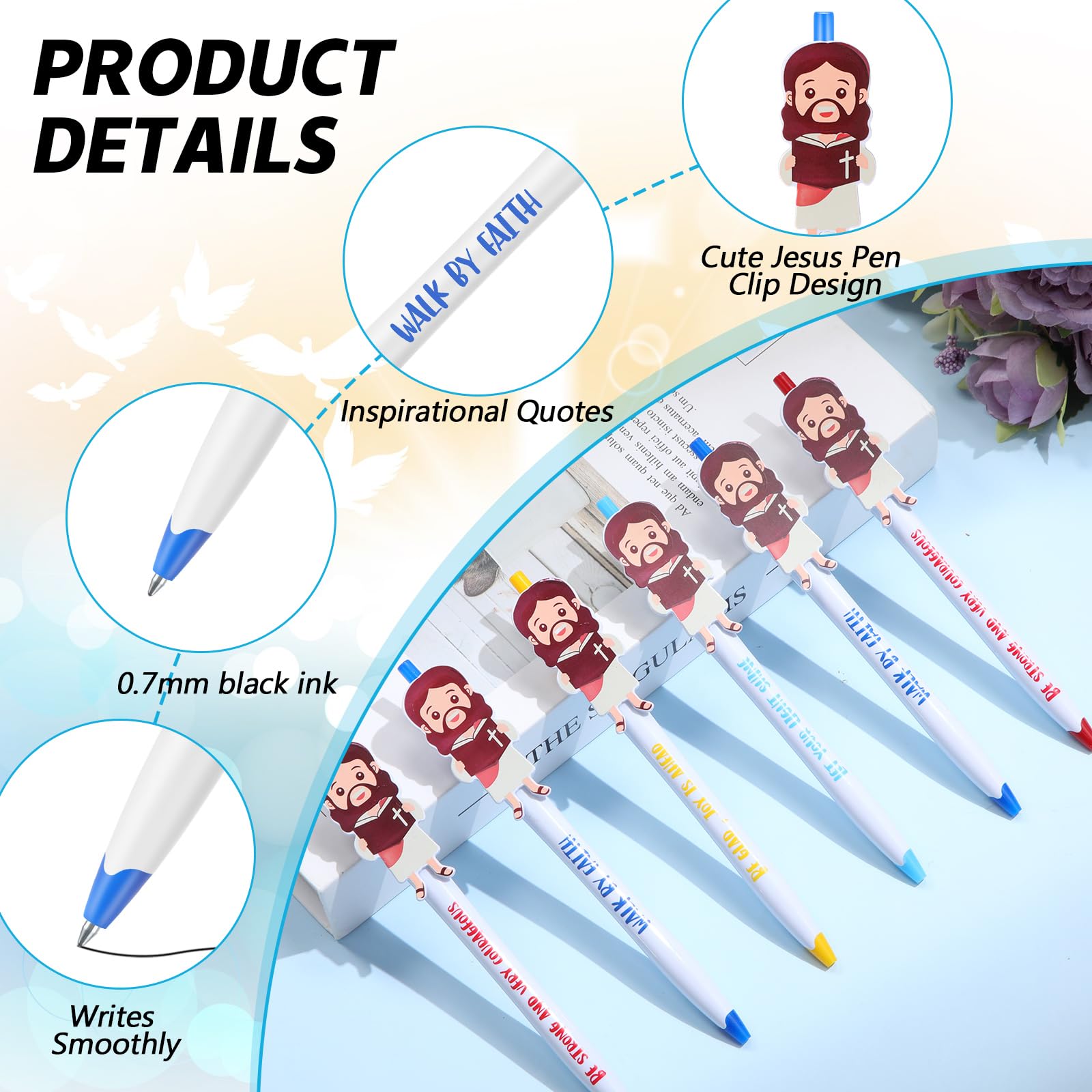 Snapklik.com : CroBlissful 12 Pcs Christian Jesus Pens Bulk, Bible ...