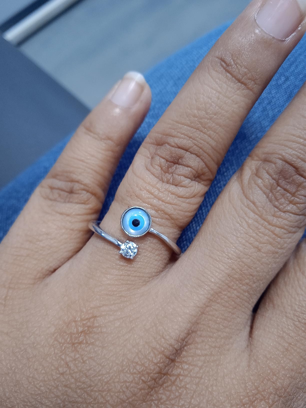 Buy Clara Pure 925 Sterling Silver Evil Eye Finger Ring with Adjustable ...