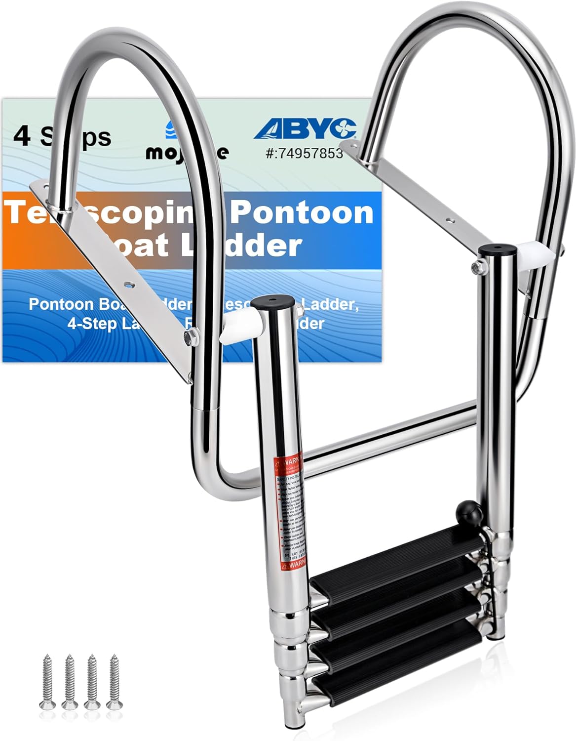 Amazon.com: Mojiate 4-Step Stainless Steel Pontoon Boat Ladder ...