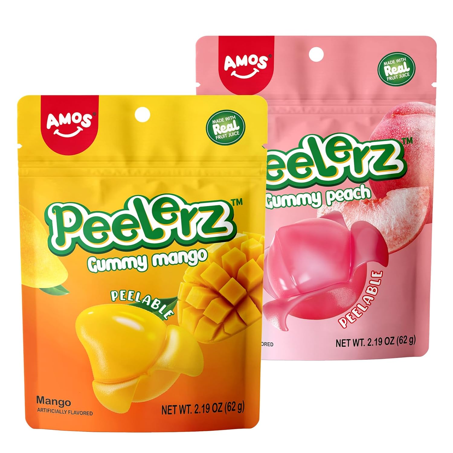 Amazon.com : AMOS Peelerz Gummy Variety Pack - 3 Mango Packs & 3 Peach ...