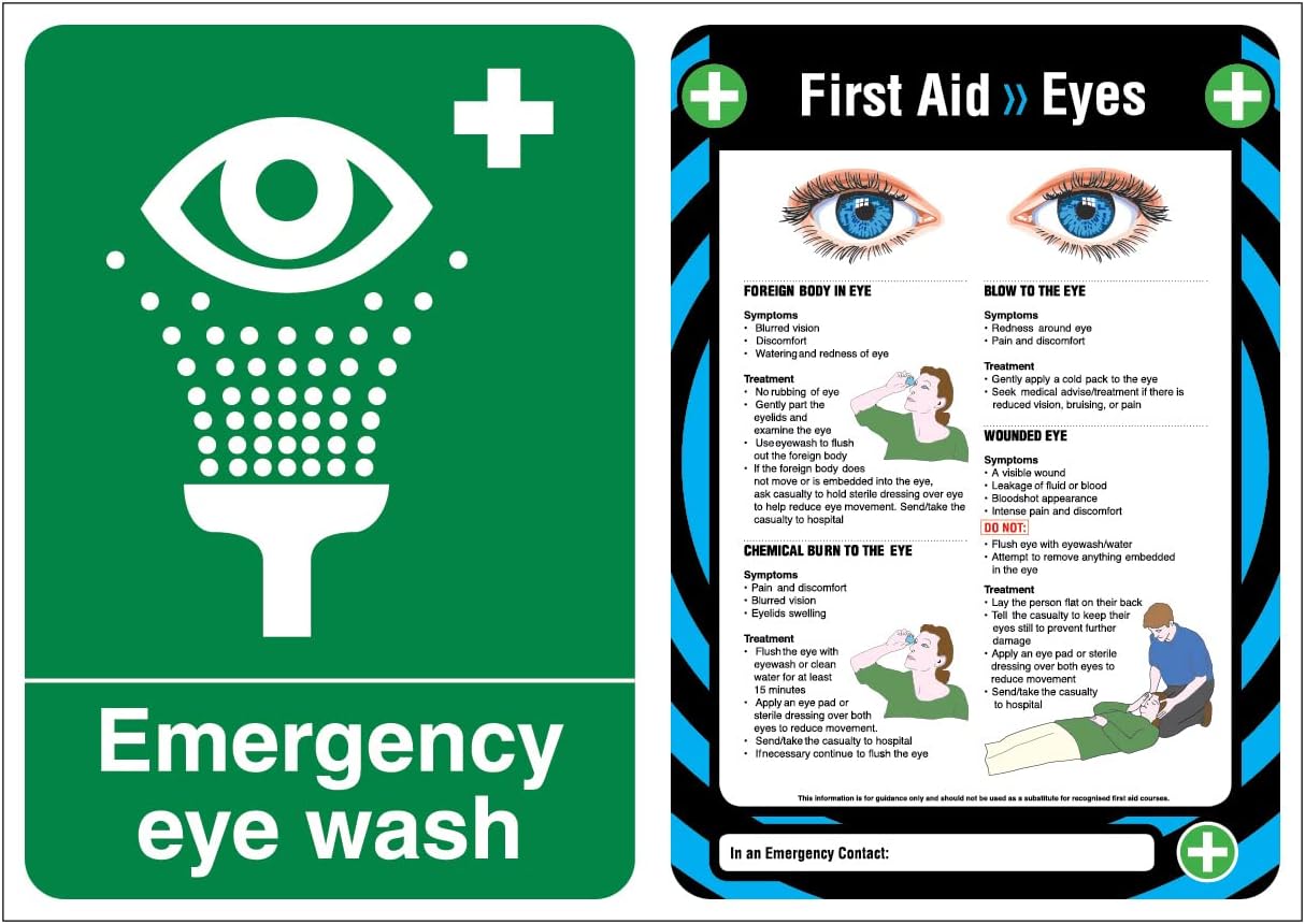 Amazon.com: VSafety Poster Combo - Emergency Eye Wash/First Aid Eyes A2 ...