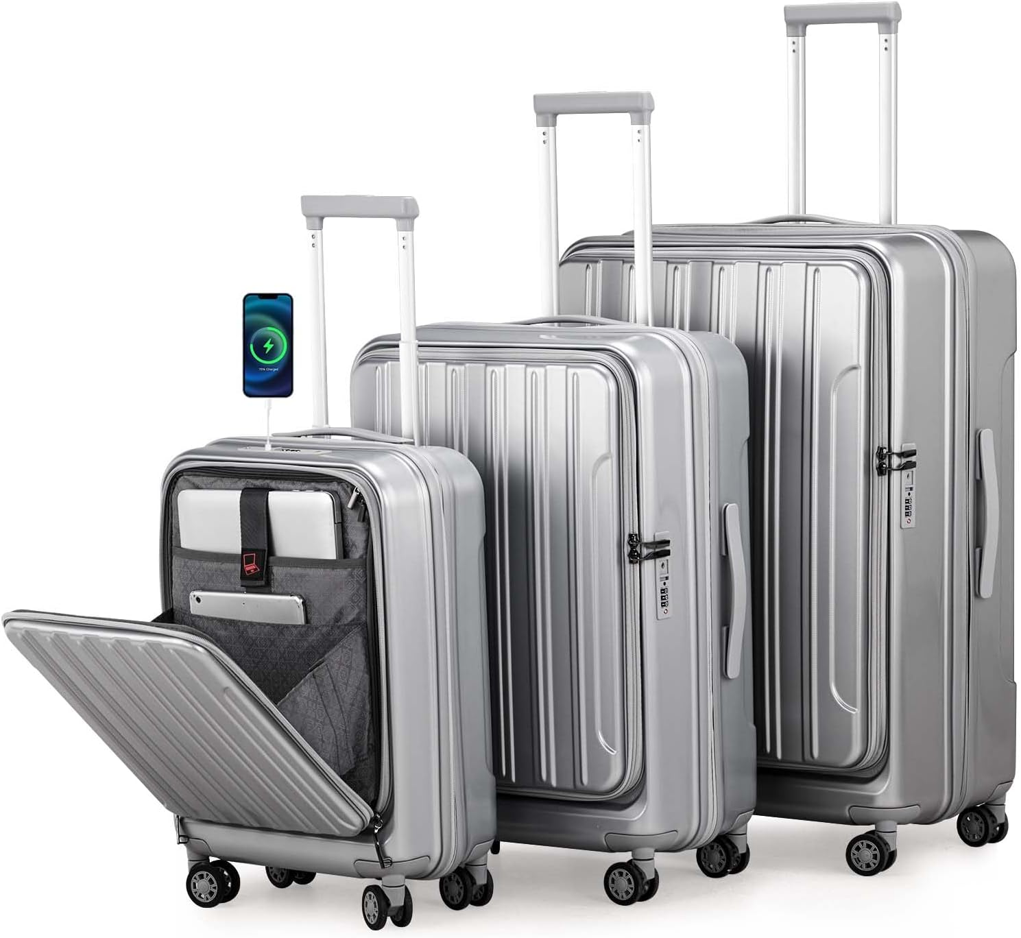 Amazon.com | Karl home Expandable 3 Piece Luggage Set with Front ...