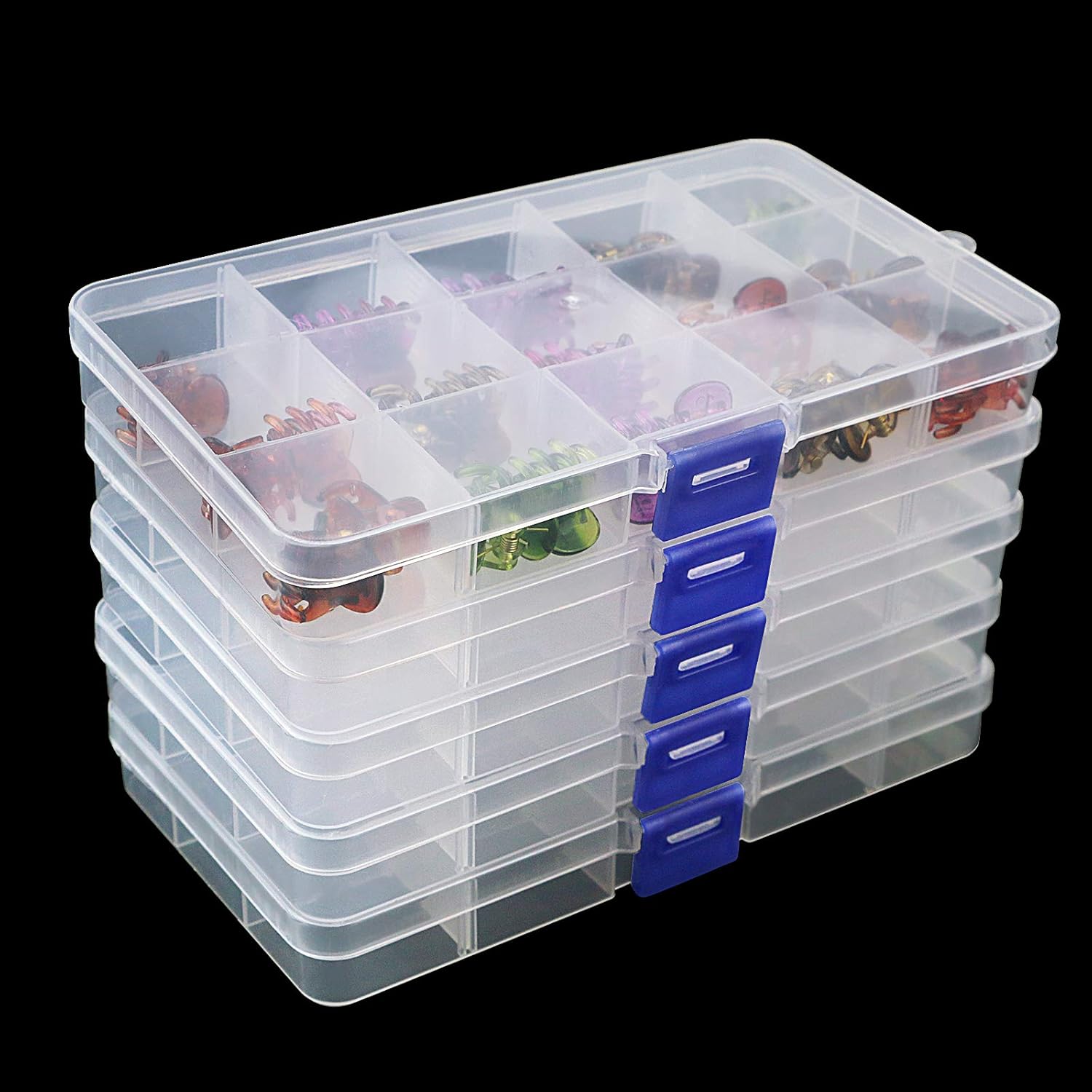Amazon.com: WYKOO 5 Pack 15 Grids Clear Bead Storage Containers Craft ...