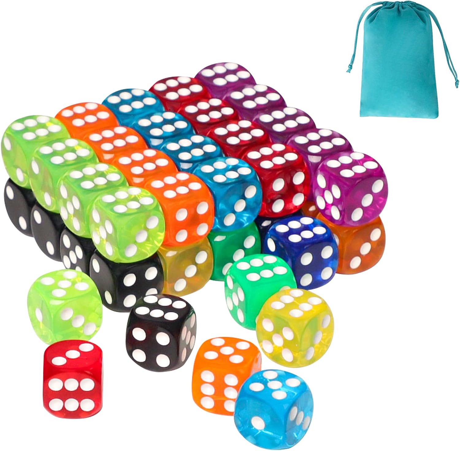 Amazon.com: 50 Pieces 16mm Colored Dice Set, Bulk Dice in 10 ...