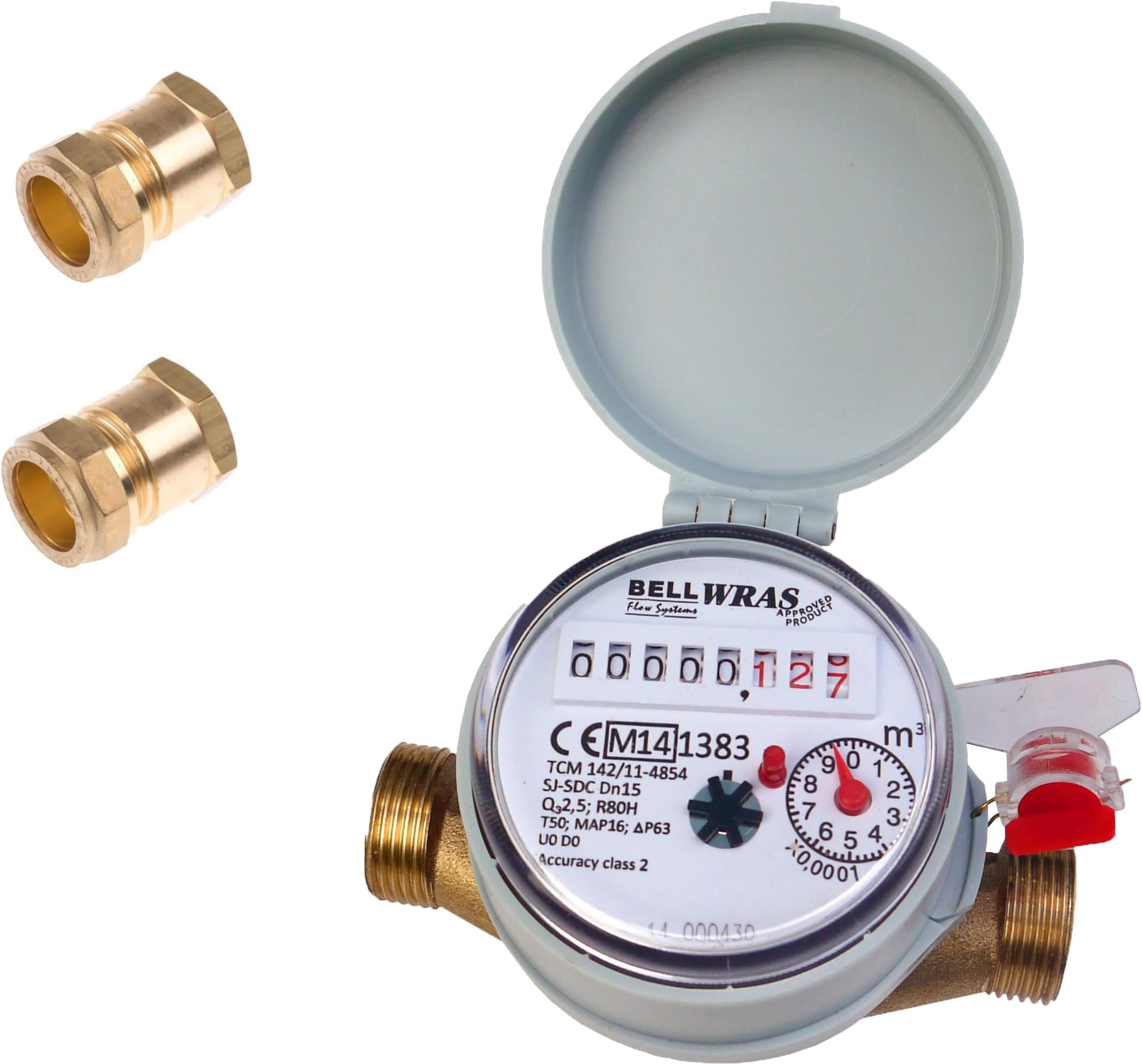 Single-Jet Cold Water Meter 1/2" BSP (15mm) with Push-on Hose Fittings ...