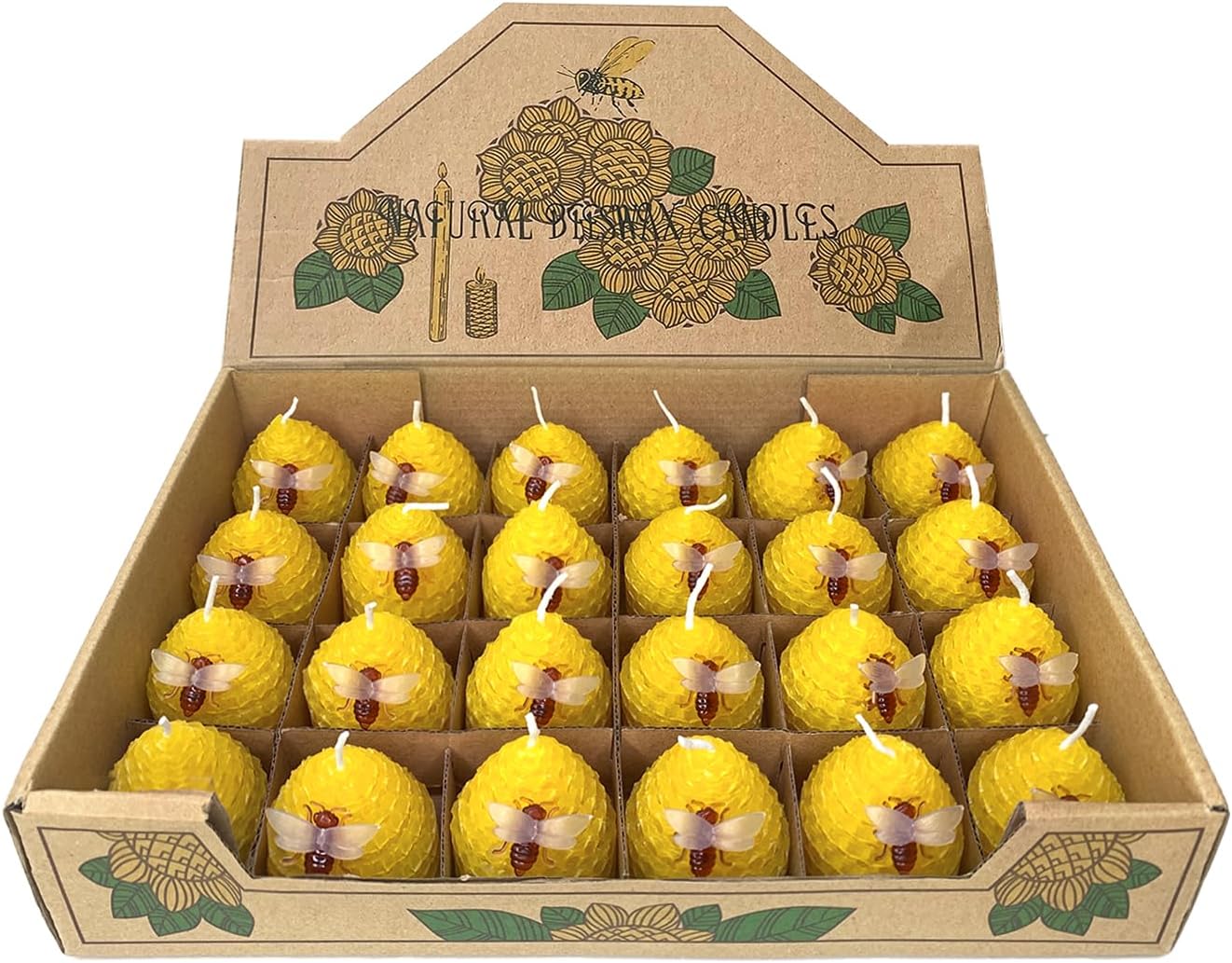 Amazon.com: Beeswax Candles Bulk Set of 24pcs, Bee Candles with Little ...