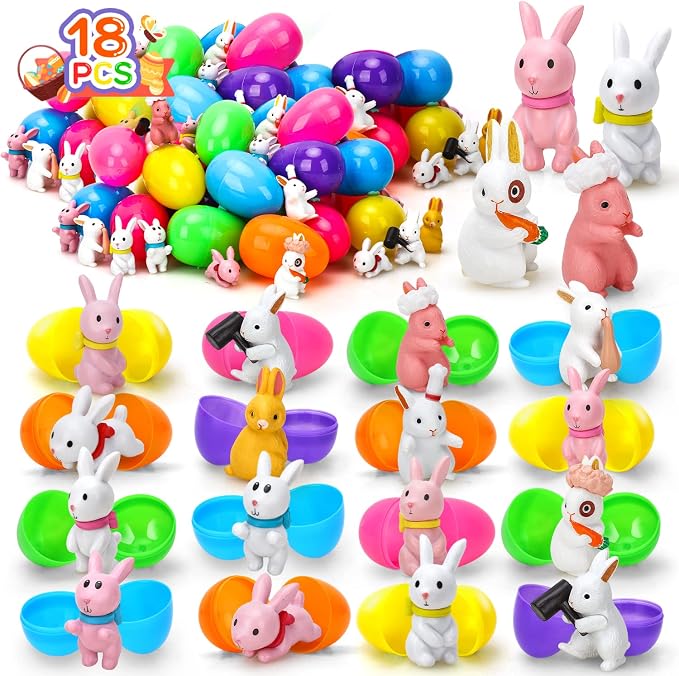 Amazon.com: TOY Life Easter Eggs Filled with Bunny Toys, Easter Hunt ...