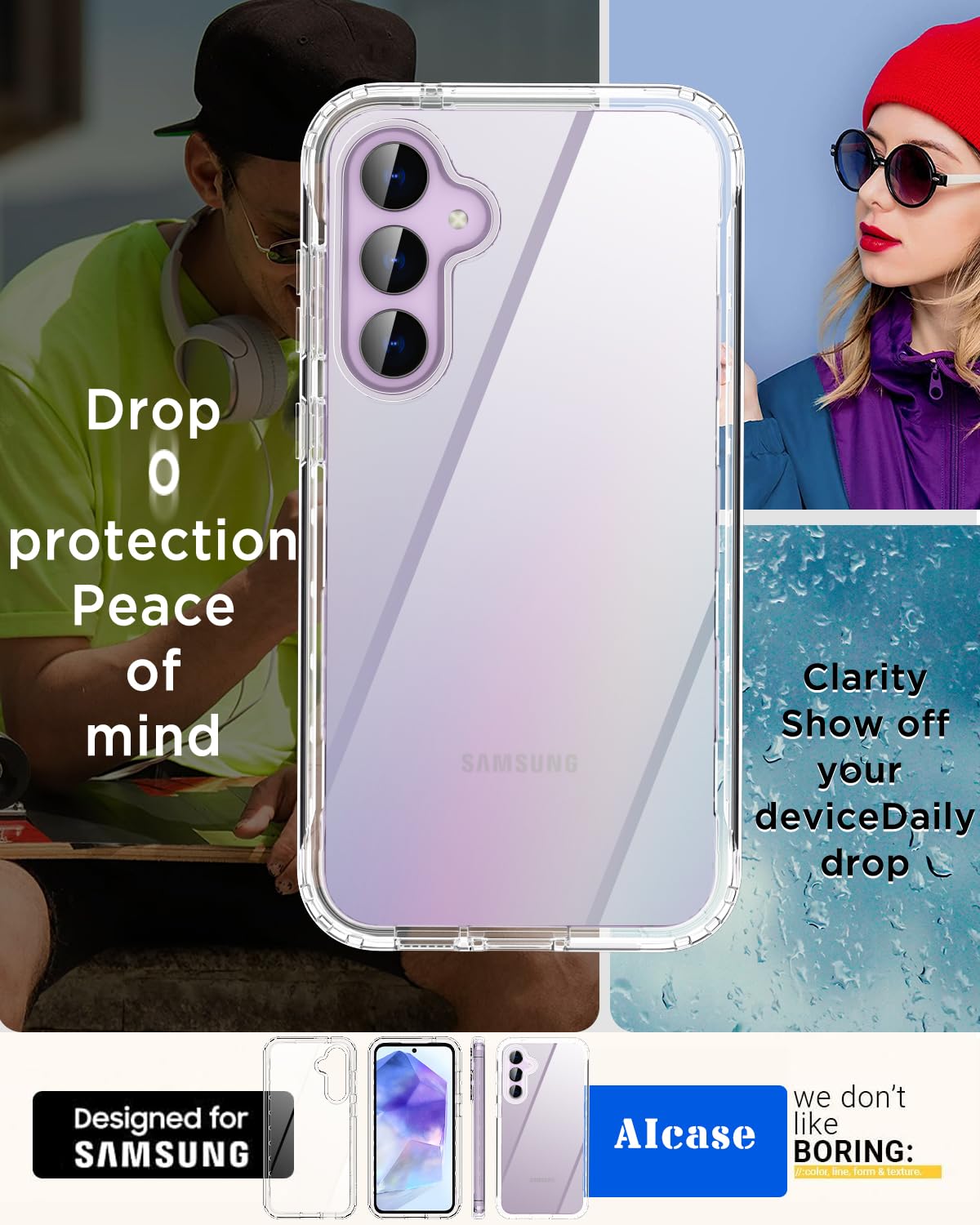 Snapklik.com : Samsung Galaxy A55 Case Clear Full Body Rugged Bumper ...
