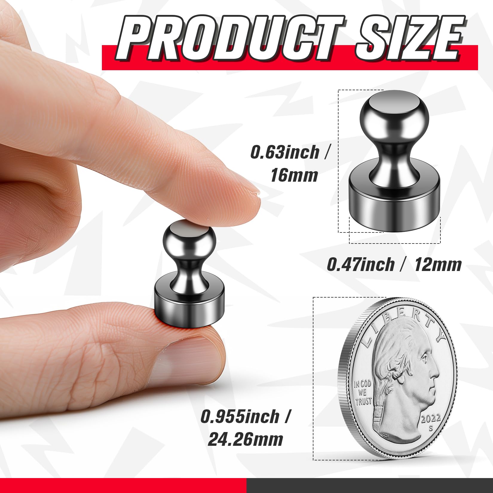 Snapklik.com : Magnetic Push Pins, Neodymium Tacks Magnets, 14 Pack ...