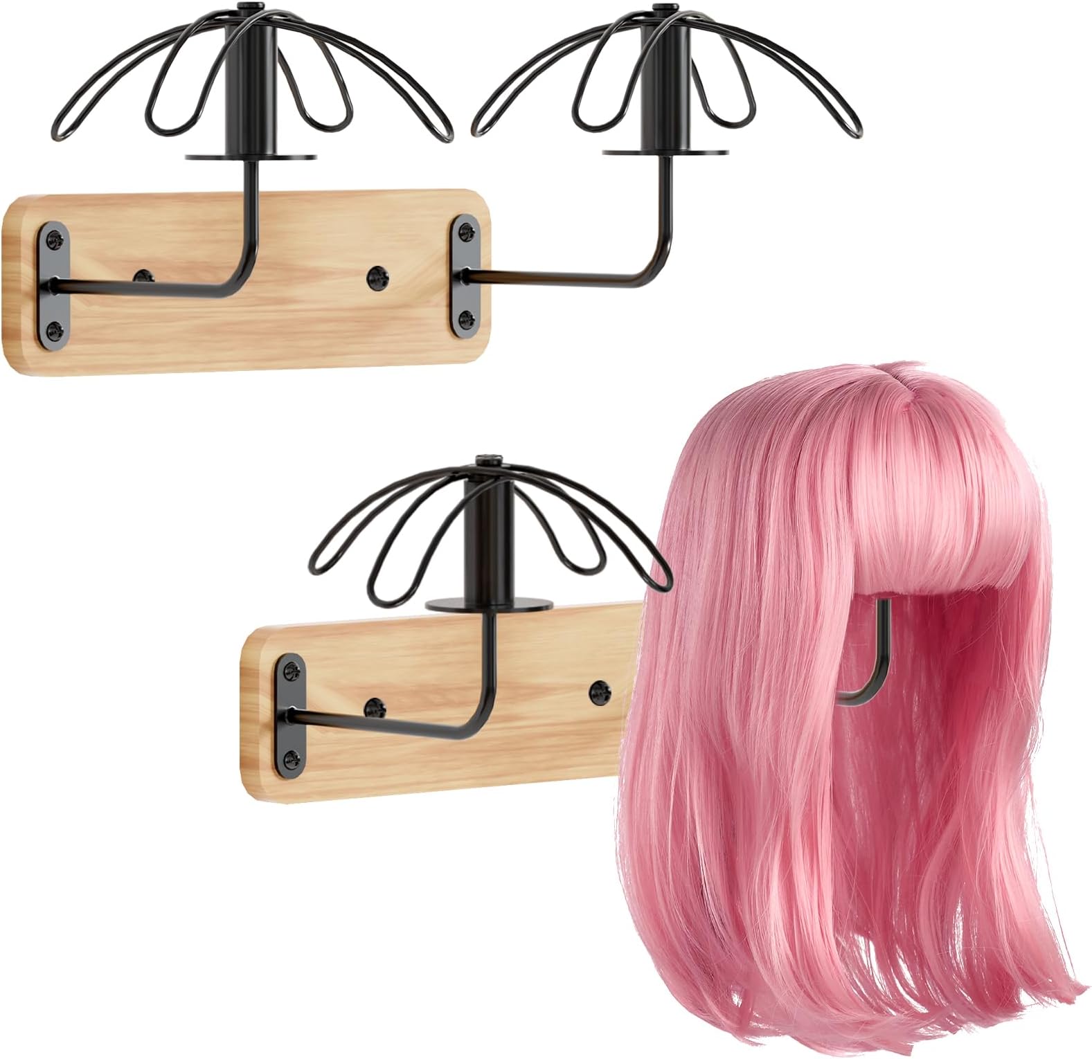 Amazon.com: THYGIFTREE Wig Stand for Multiple Wigs, 4 PCS Wall Mounted ...