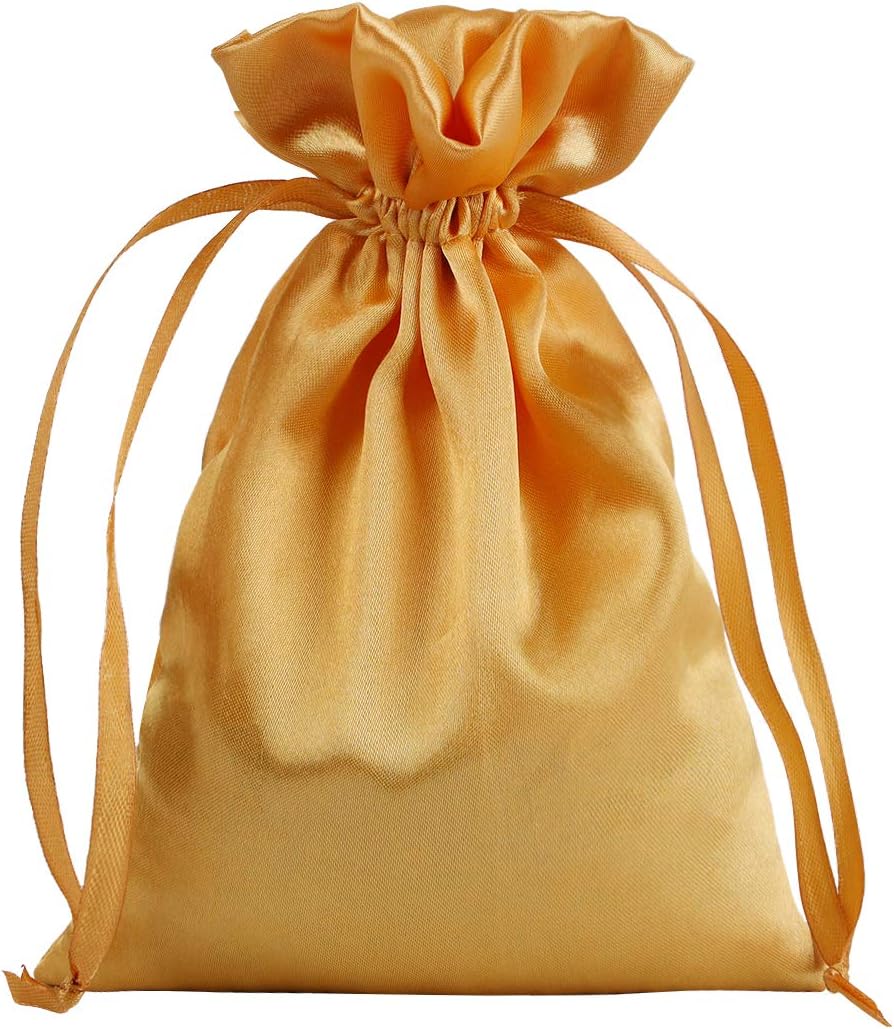 Amazon.com: AKLVBL 30 Pack 6 x 9.5 Inches Golden Satin Gift Bags ...