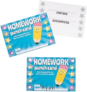 Amazon.com: Fun Express Homework Punch Cards - 30 Pieces - Educational ...