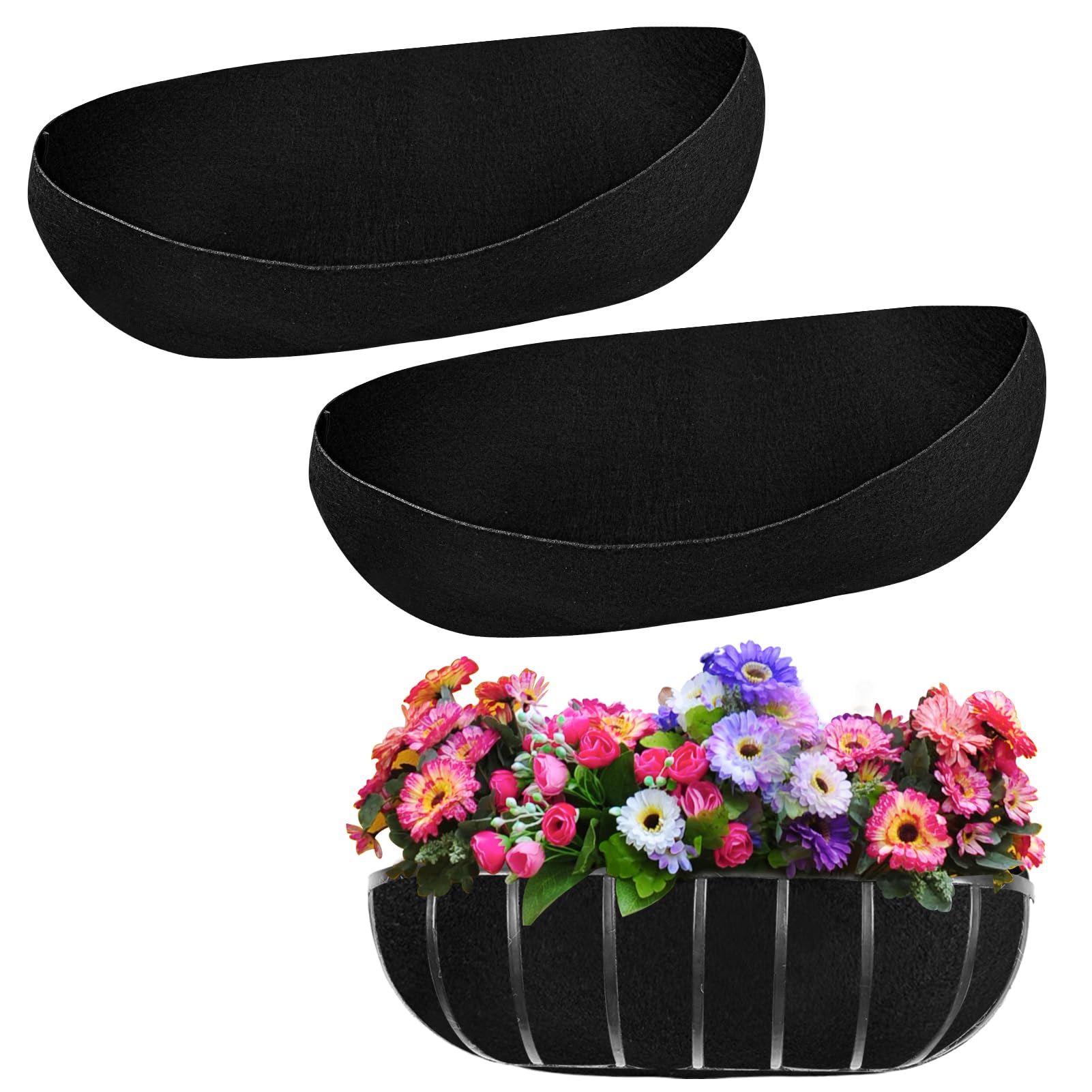 Amazon.com: 2PCS 24 Inch Window Box Liner Fabric Planter Basket Liner ...
