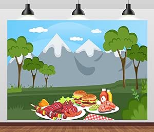 Amazon.com : CORFOTO Summer Barbecue Backdrop 15x10ft Fabric Nature ...