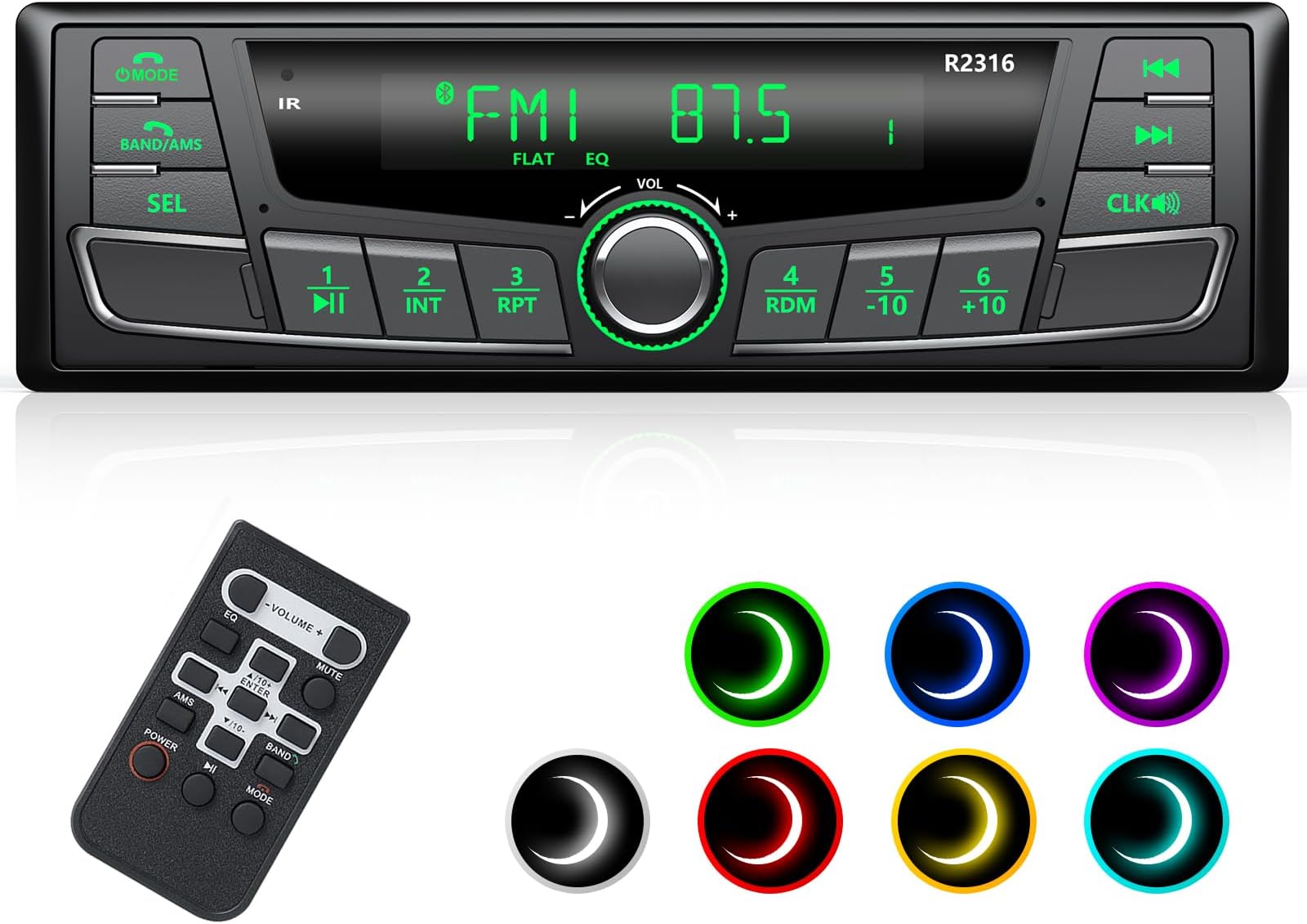 RDS Autoradio Bluetooth,Wistrue FM/AM/7 Farben Autoradio mit Bluetooth ...