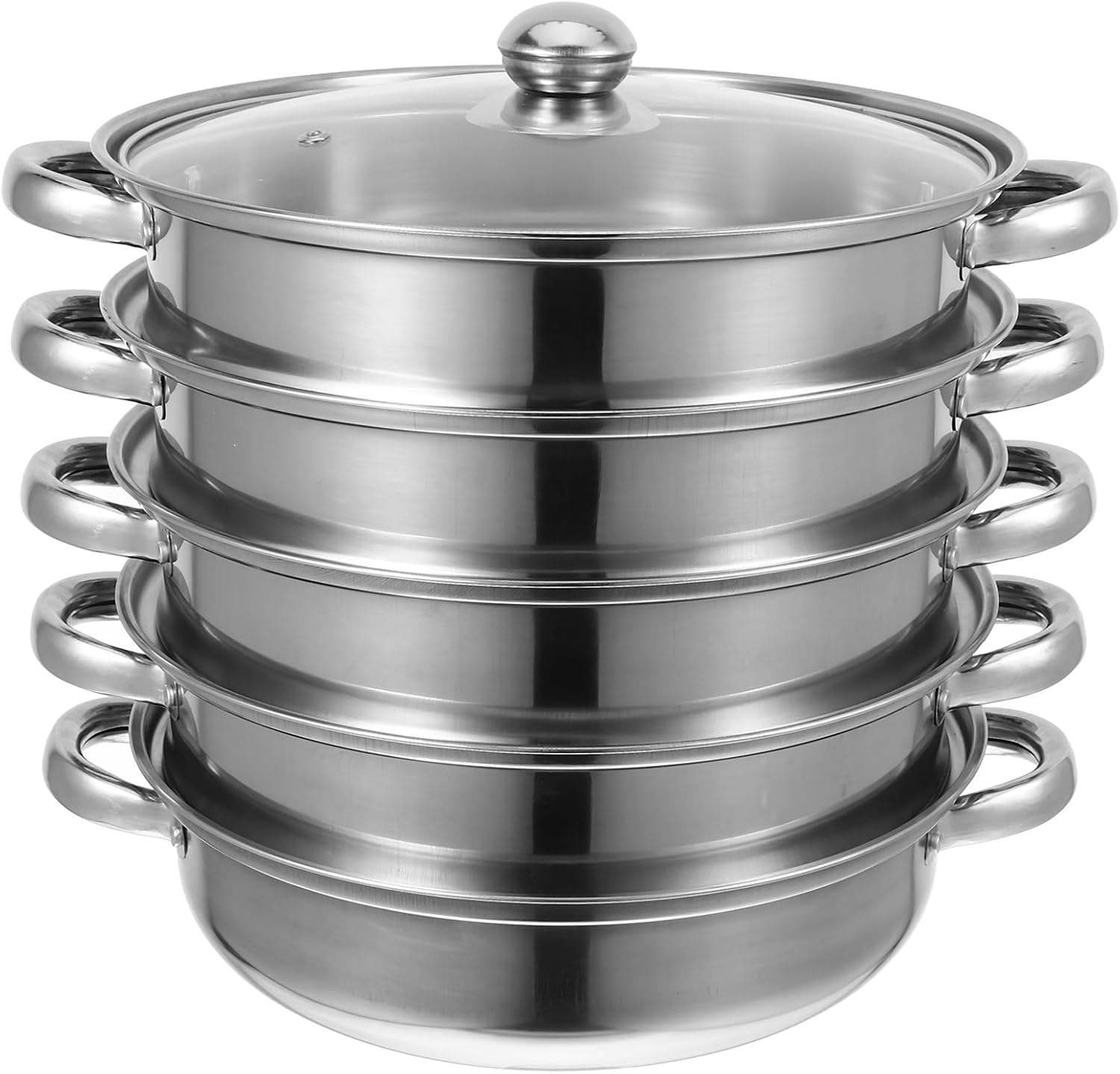 Amazon.com: Luxshiny Steamer Pot Stainless Steel Steamer Pot 5 Tier ...