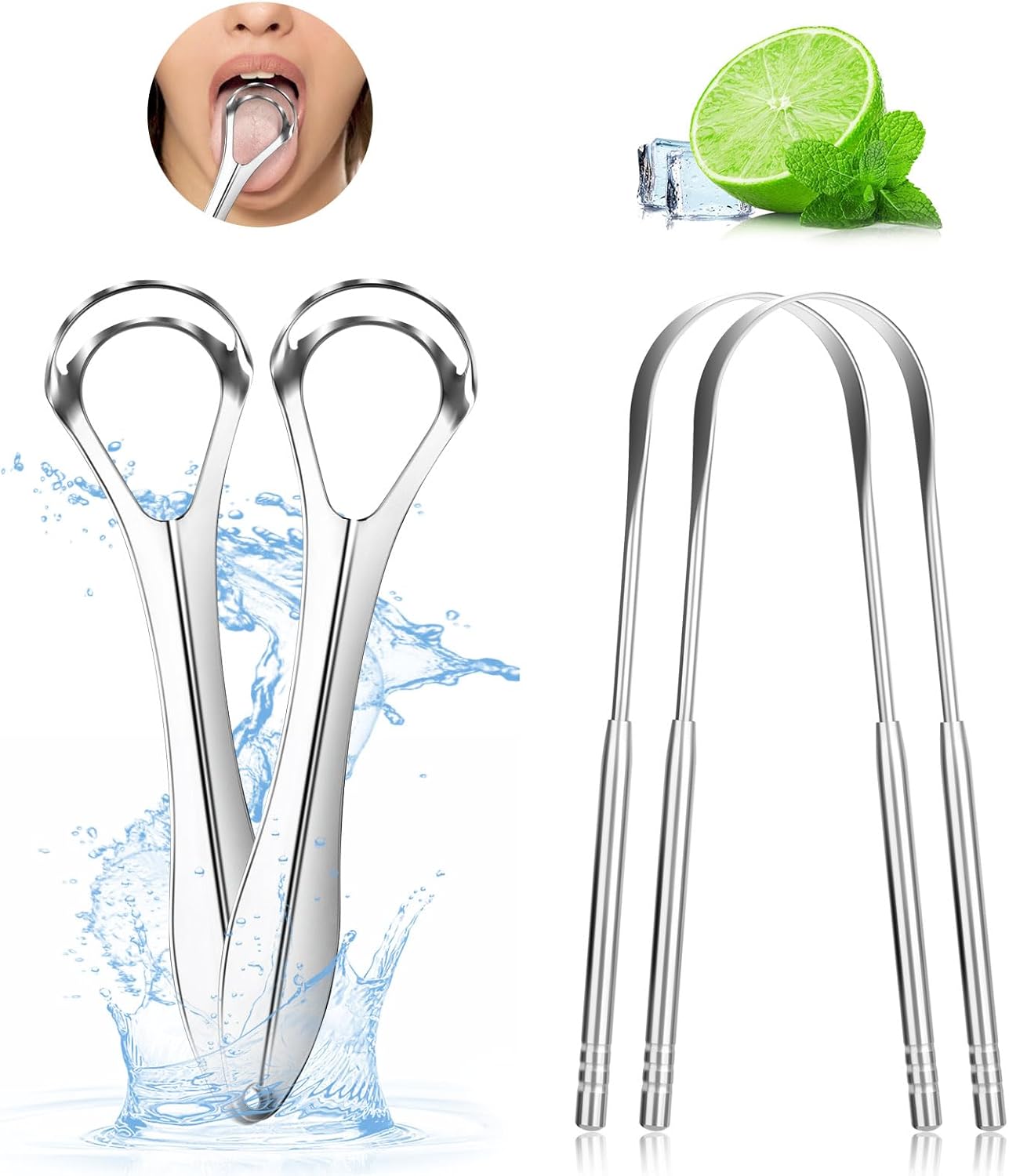 Zungenreiniger aus Edelstahl,Zungenschaber für Erwachsene ...