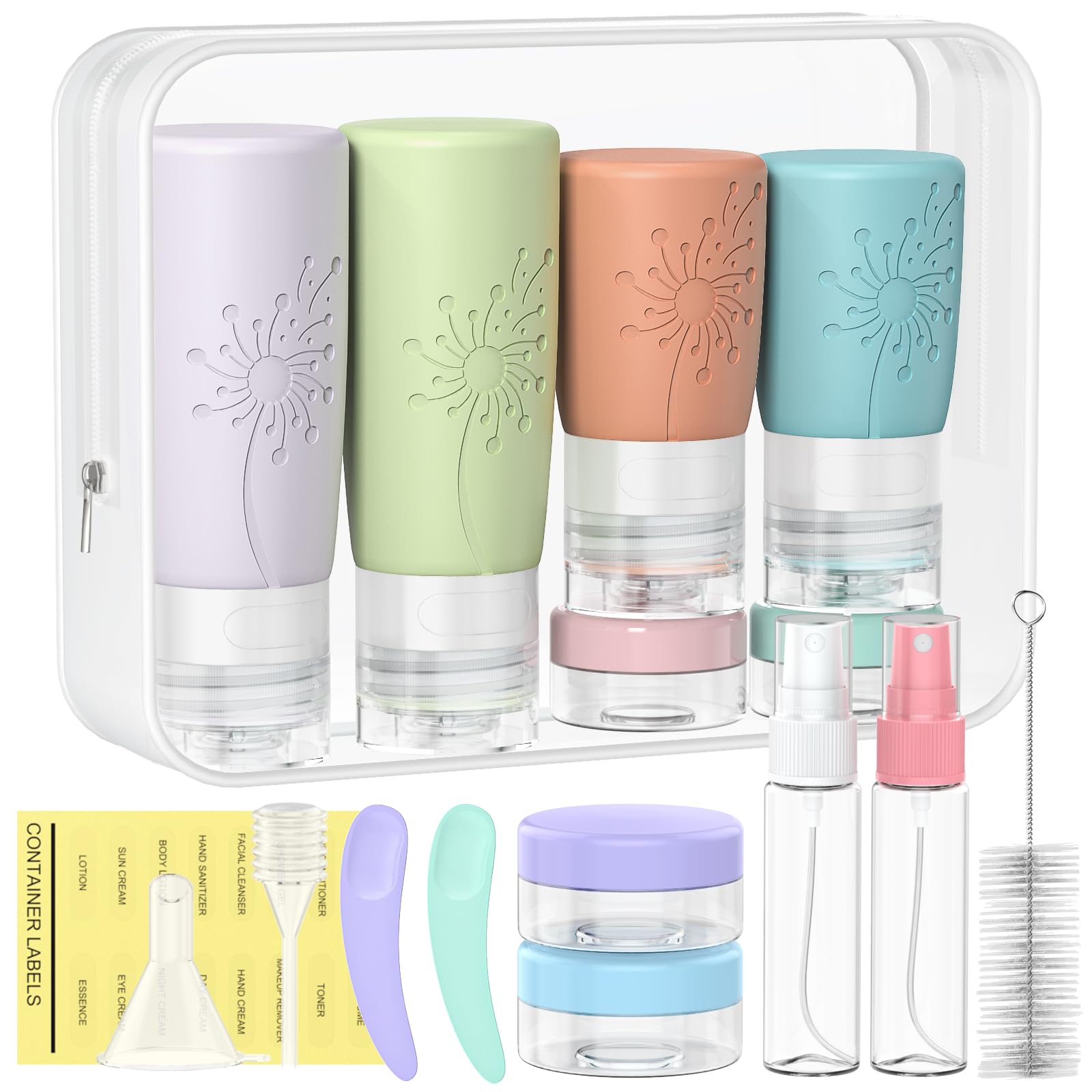 Mokani Silicone Travel Bottles for Toiletries, 17 Pcs Travel Size ...