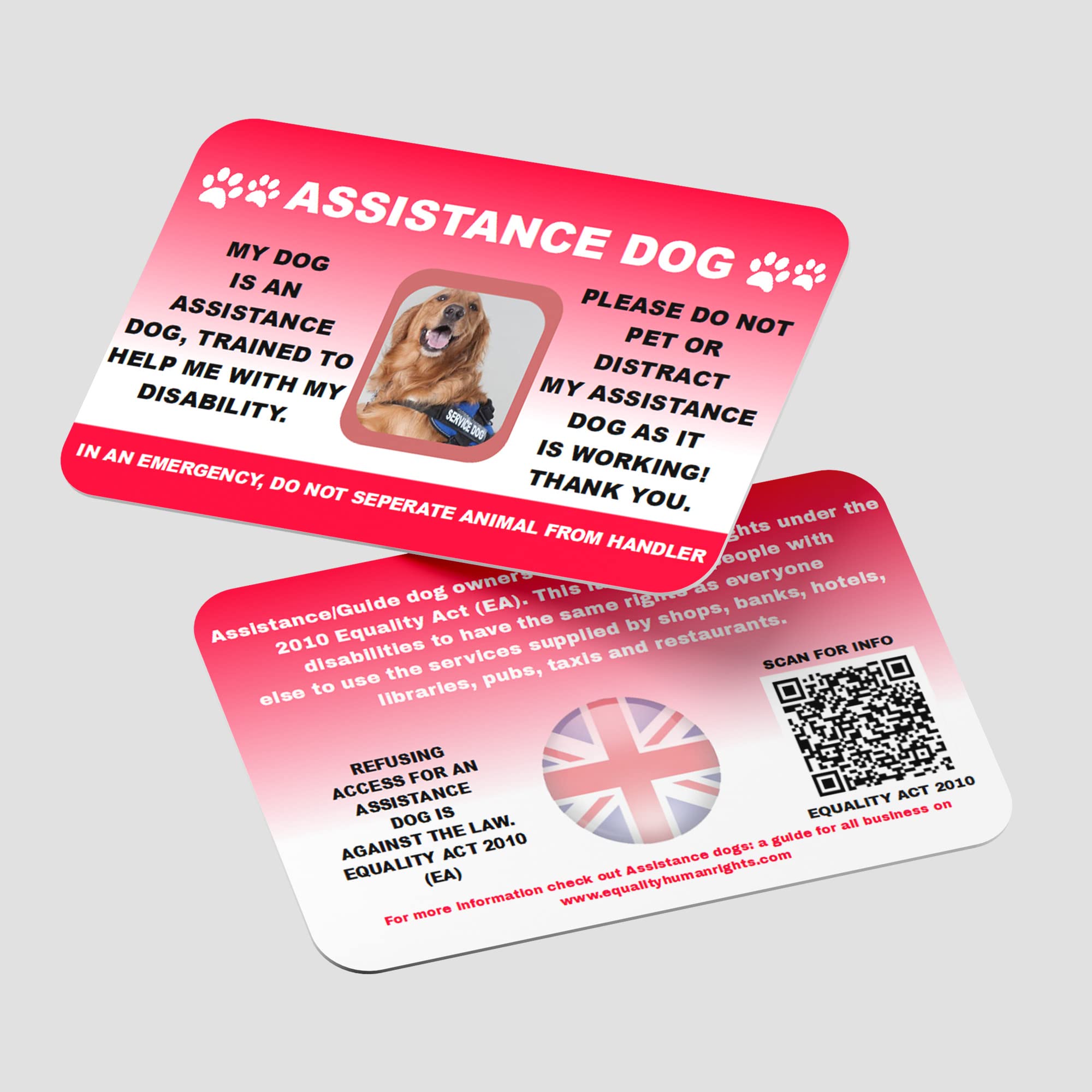 Assistance Dog Card with UK Law QR Code AD9 : Amazon.co.uk: Stationery ...