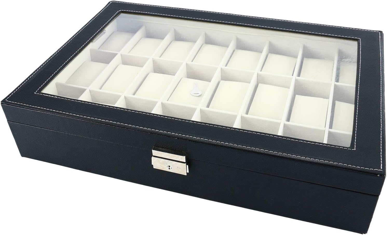 Amazon.com: Watch Box 24 Slot Elegant Portable Black Watch Collection ...