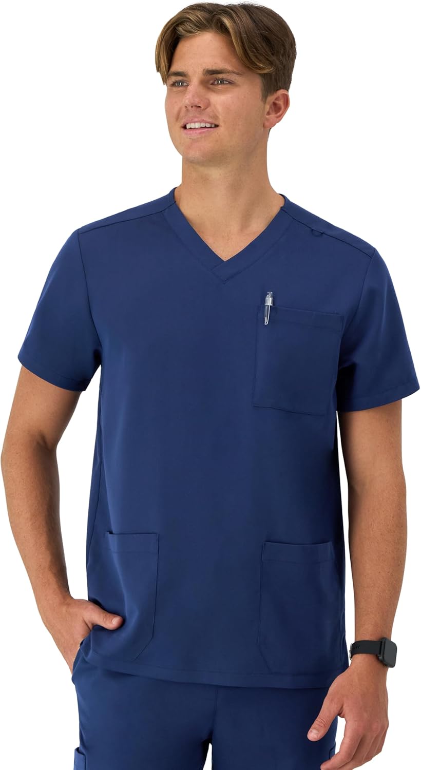 Amazon.com: Hanes Men's Scrubs Healthcare Top, Moisture-Wicking Stretch ...