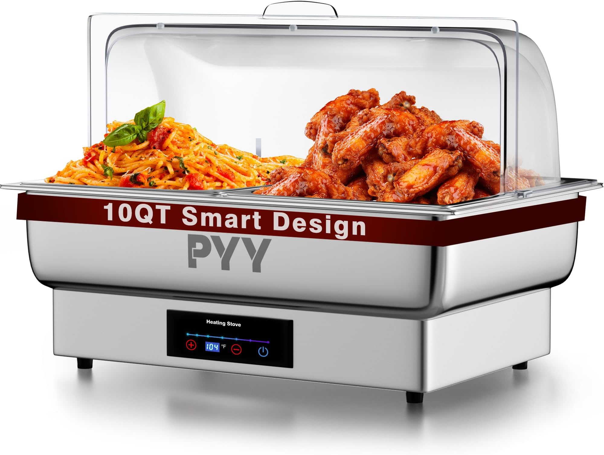 Amazon.com: CHEFQ Deluxe High End Stainless Steel Chafer with Roll Top ...