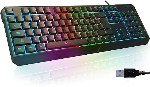 Amazon.com: KLIM Chroma – USB RGB Gaming Keyboard, Wired PC Computer ...