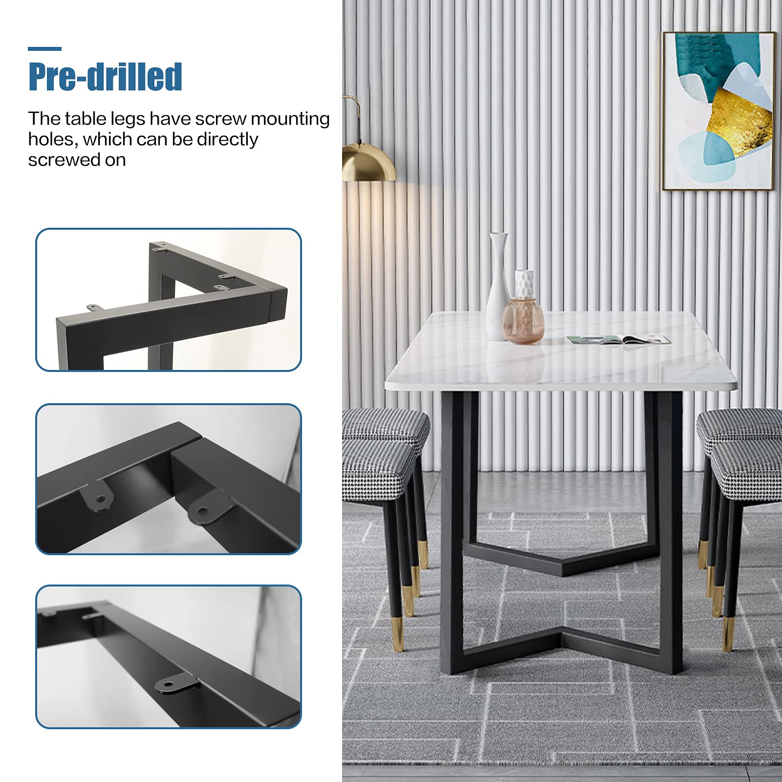 Metal Table Legs Set of 2 Industrial Metal Furniture Legs Heavy Duty ...