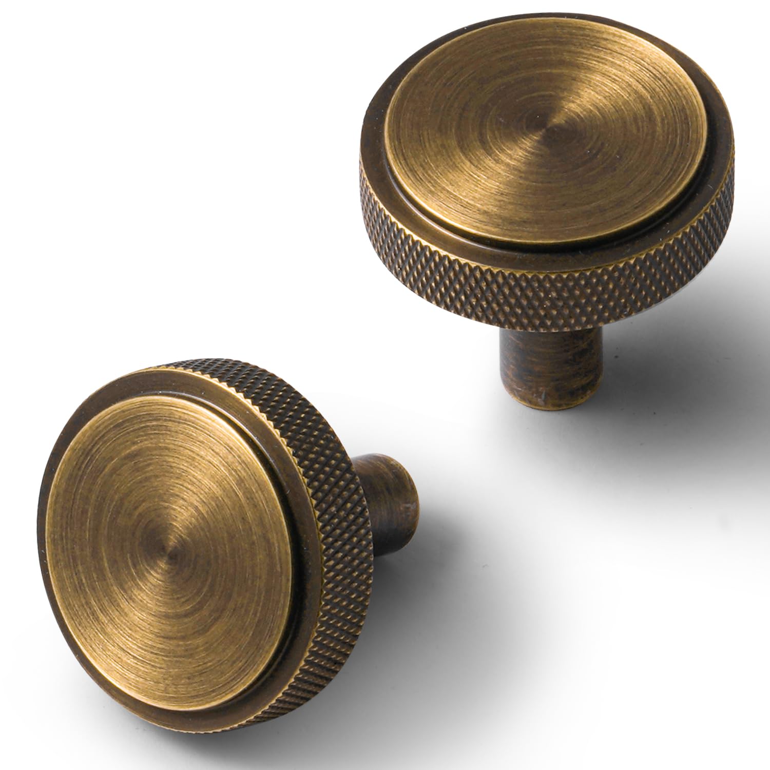 DOOROOM 4 Pack 1-2/5 Inch Antique Brass Knobs Cabinet Kitchen Pulls ...