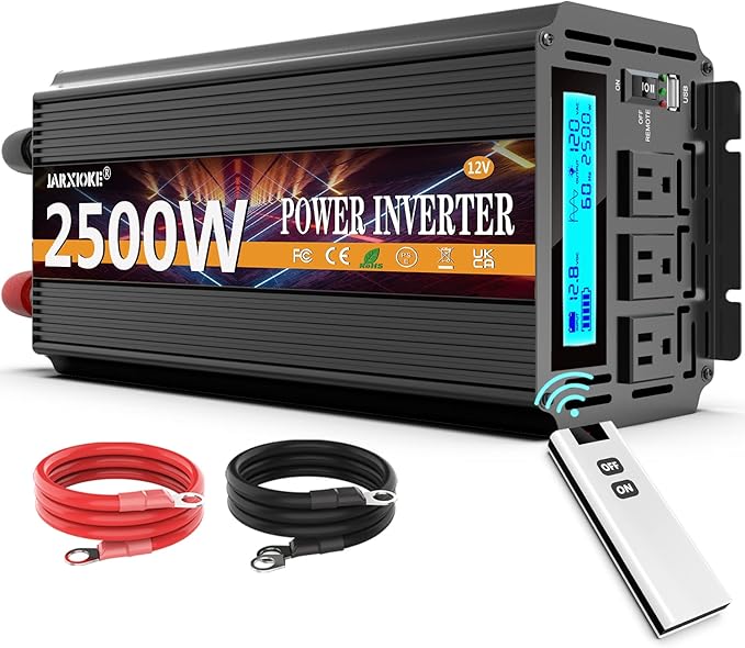 Amazon.com: JARXIOKE 2500W Power Inverter 12V DC to AC 110V/120V (Peak ...
